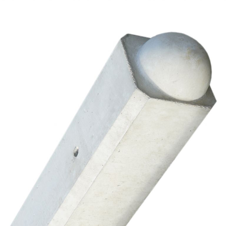 Betonpaal glad Bol Wit 10x10x310cm 3-sponning 54cm | SCHUTTING.nl